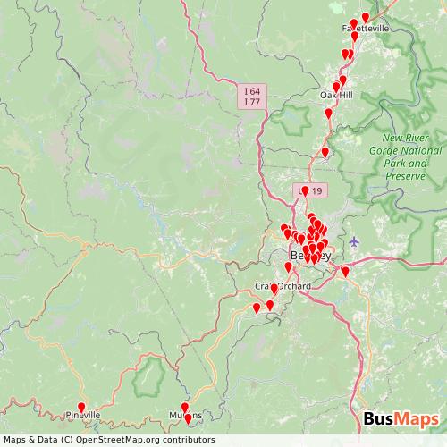 City of Beckley (New River Transit) routes and schedules – busmaps.com