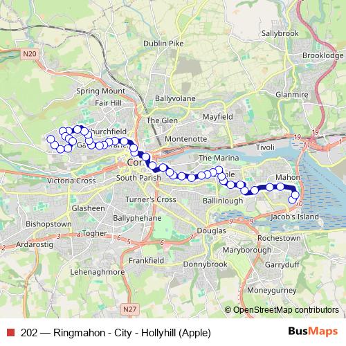 202 Route: Stops, Schedules & Maps - Ringmahon - City - Hollyhill (Apple)