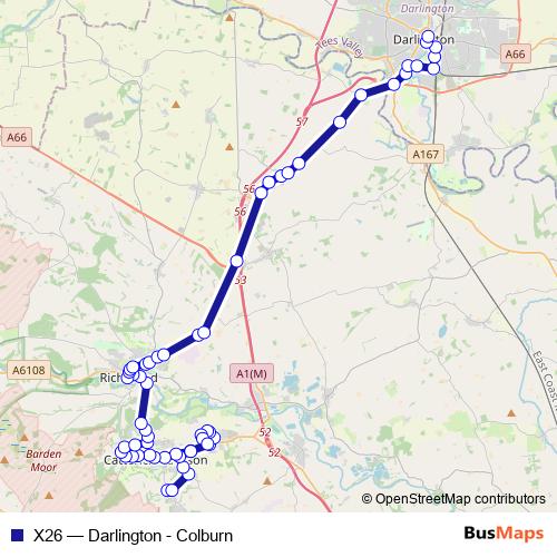 Bus X26 Schedule & Stops in Darlington