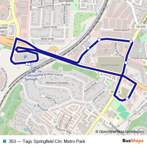 353 Route: Stops, Schedules & Maps - Tags Springfield Circ Metro Park