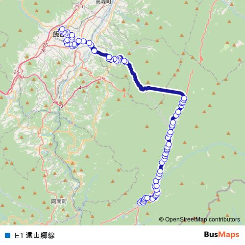 Bus E1 遠山郷線 Schedule & Stops in Iida