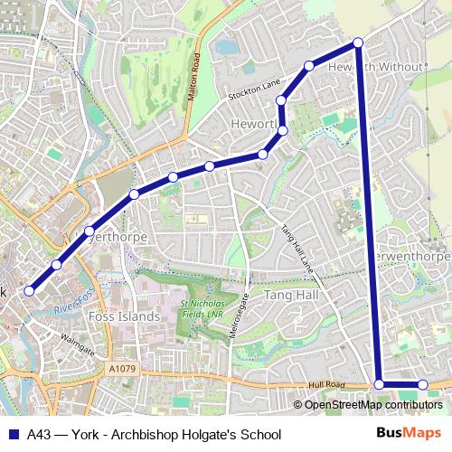 Bus A43 Stops & Times in York