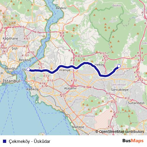 Bus route Çekmeköy - Üsküdar in UEskuedar