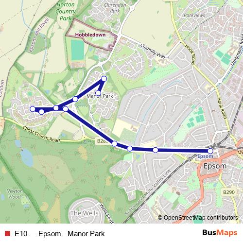 Bus E10 Stops & Times in London