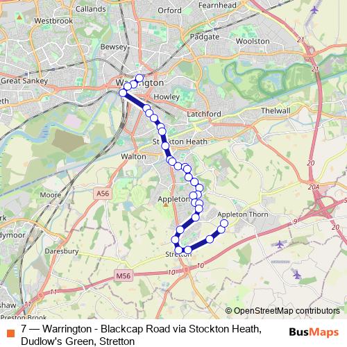 7 (Warrington - Blackcap Road via Stockton Heath, Dudlow's Green ...