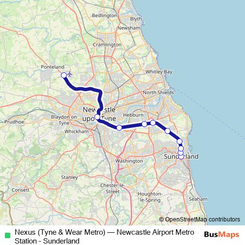 Metro Nexus (Tyne & Wear Metro) Schedule & Stops in Sunderland