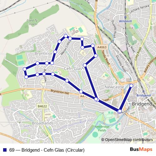 Bus 69 Stops & Times in Bridgend