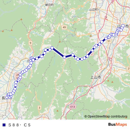Bus S88・C5 Schedule & Stops in Nagai