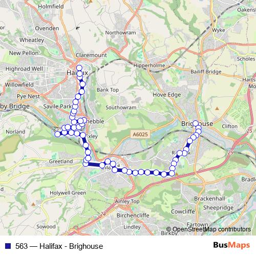 563 Route: Stops, Schedules & Maps - Halifax - Brighouse