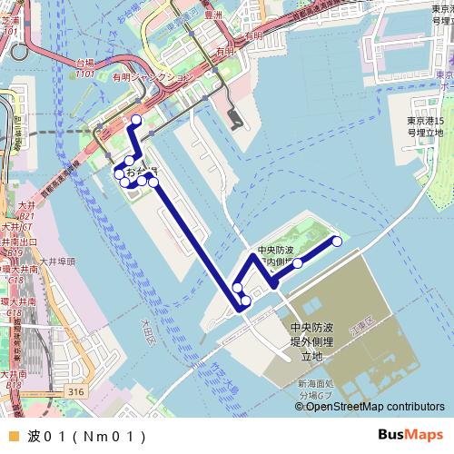 Bus 波01（Nm01） Schedule & Stops in Minato City