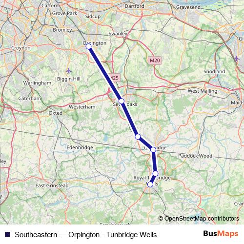 Southeastern Route: Stops, Schedules & Maps - Orpington - Tunbridge Wells