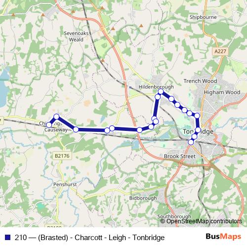 210 ((Brasted) - Charcott - Leigh - Tonbridge) Bus, route map and ...