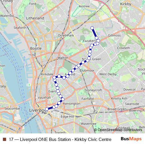 Bus 17 Schedule & Stops in Liverpool