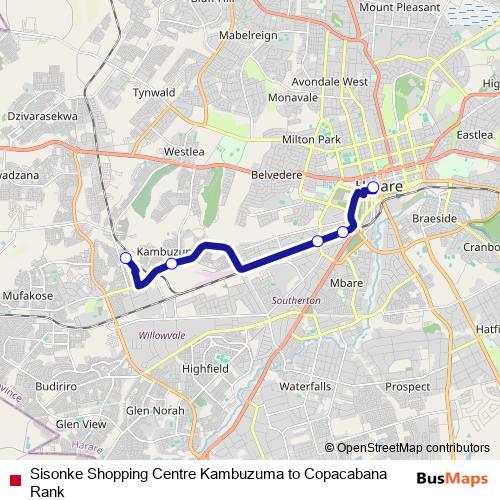 Harare Kombis Sisonke Shopping Centre Kambuzuma to Copacabana Rank Bus ...