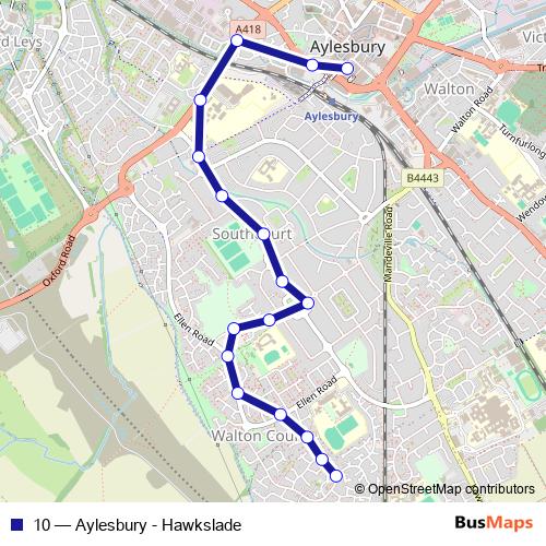 10 (Aylesbury - Hawkslade) Bus, route map and schedule, Aylesbury