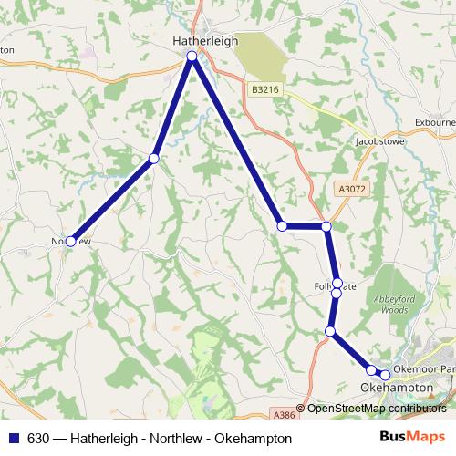 630 Route: Stops, Schedules & Maps - Hatherleigh - Northlew - Okehampton