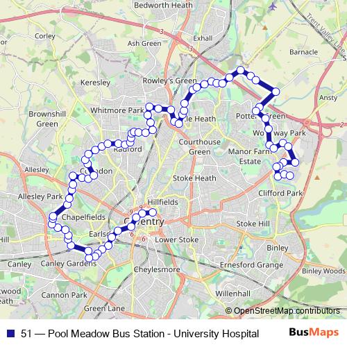 51 Route: Stops, Schedules & Maps - Pool Meadow Bus Station ...