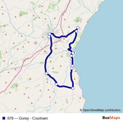 879 (Gorey - Courtown) Bus, route map and schedule, Courtown