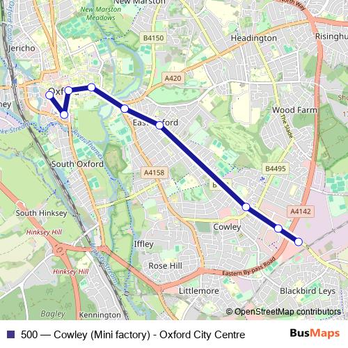 Bus 500 Schedule & Stops in Oxford