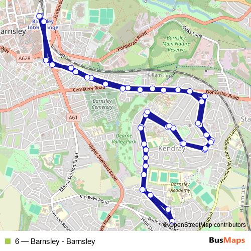 Bus 6 Stops & Times in Barnsley
