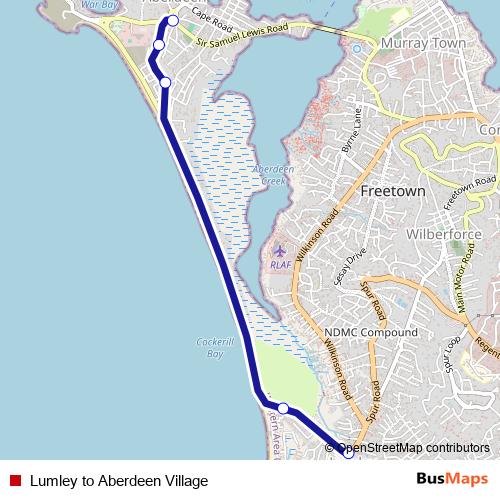 Bus Lumley to Aberdeen Village Timetable & Stops in Freetown
