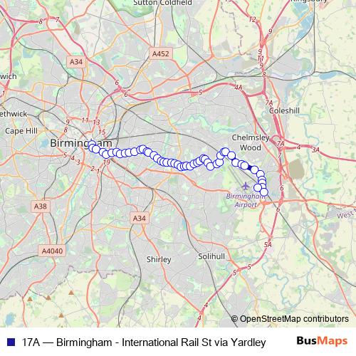 Bus 17A Schedule & Stops in Birmingham