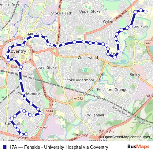 Bus 17A Schedule & Stops in Coventry