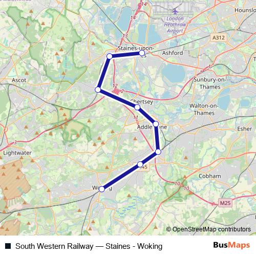 South Western Railway (Staines - Woking) Bus, route map and schedule ...