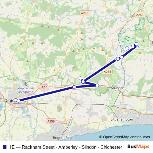 1E Route: Stops, Schedules & Maps - Rackham Street - Amberley - Slindon ...