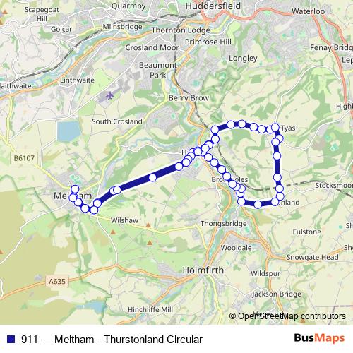 Bus 911 Schedule & Stops in Huddersfield