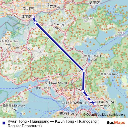 Bus Kwun Tong - Huanggang Kwun Tong - Huanggang (Regular Departures) in ...