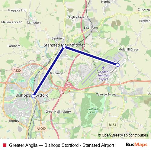 Bus Greater Anglia Schedule & Stops in Stansted Mountfitchet