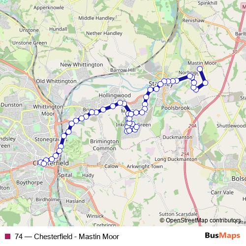 74 Route: Stops, Schedules & Maps - Chesterfield - Mastin Moor