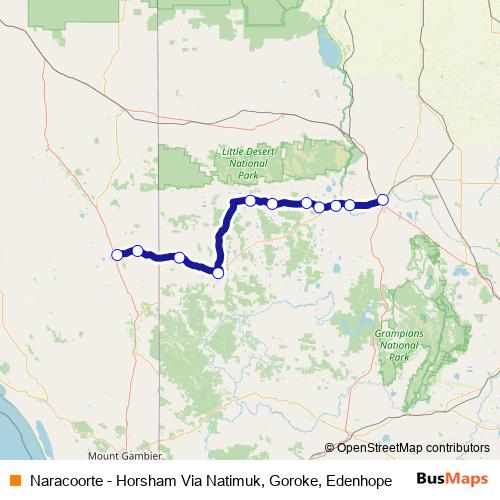 Naracoorte - Horsham Via Natimuk, Goroke, Edenhope Bus, route map and ...