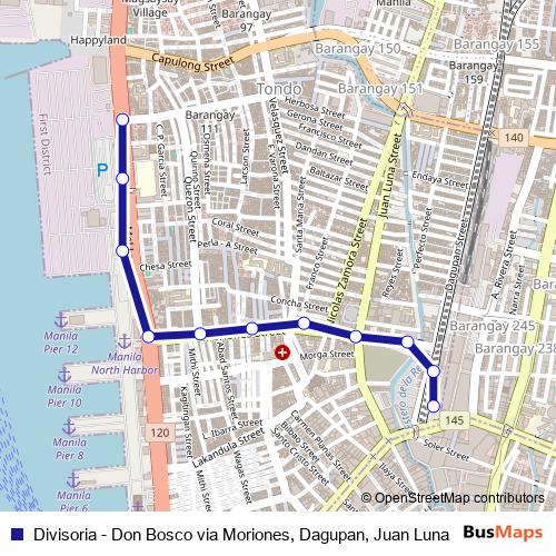 Divisoria - Don Bosco via Moriones, Dagupan, Juan Luna Route: Stops ...