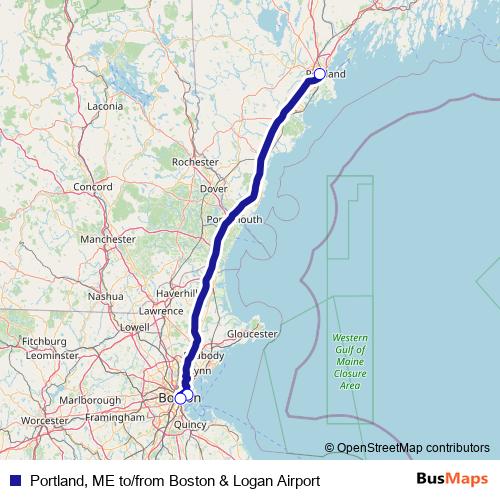 Bus Portland, ME to/from Boston & Logan Airport Schedule & Stops in Boston