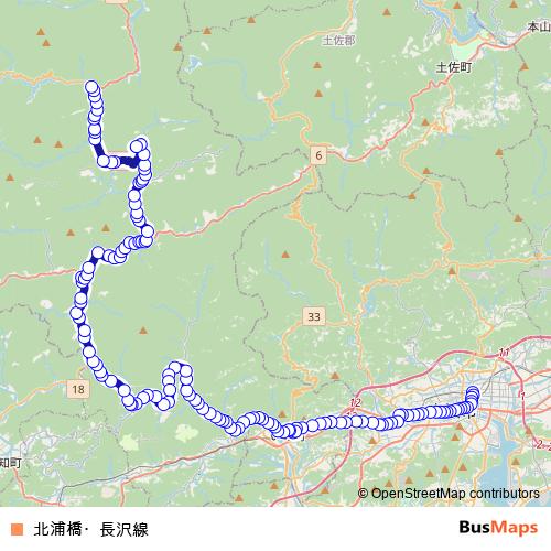 Bus Kitaura-Bridge Nagasawa Line Timetable & Stops in Kochi
