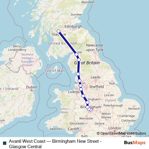 Rail Avanti West Coast Schedule & Stops in Stafford