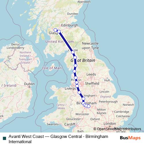 Avanti West Coast Route: Stops, Schedules & Maps - Glasgow Central ...