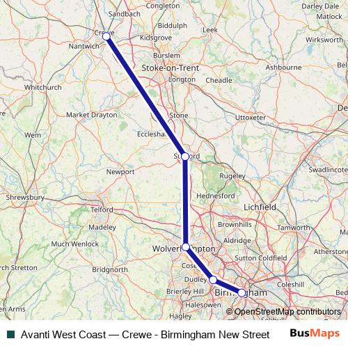 Rail Avanti West Coast Schedule & Stops in Birmingham